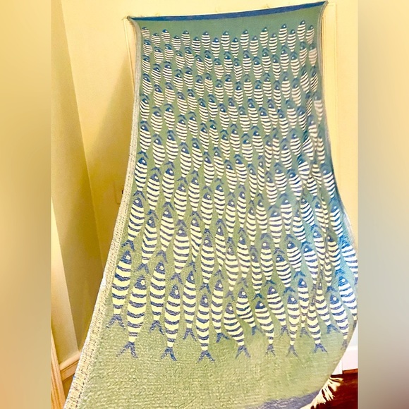 Anthropologie | Bath | Jacquard Loom Weave Fish Textile Muslin Soft ...